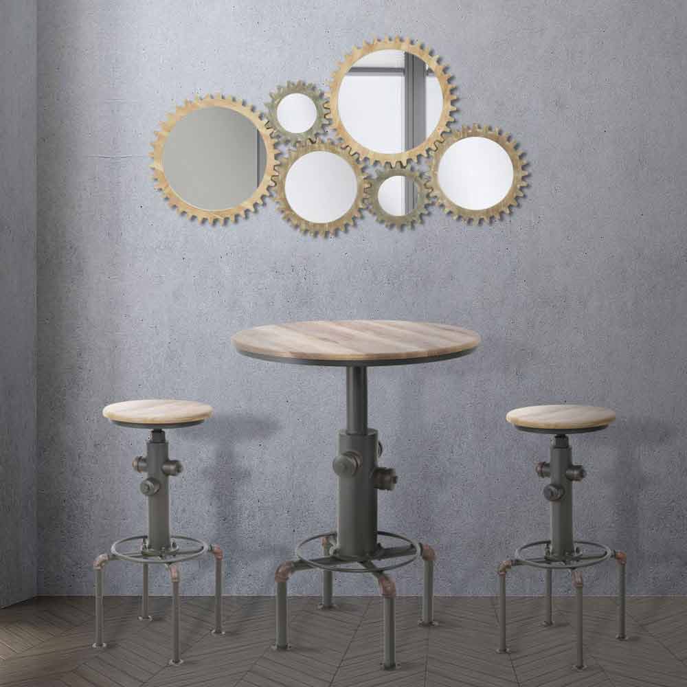 Mesa de bar moderna de estilo industrial en hierro y madera