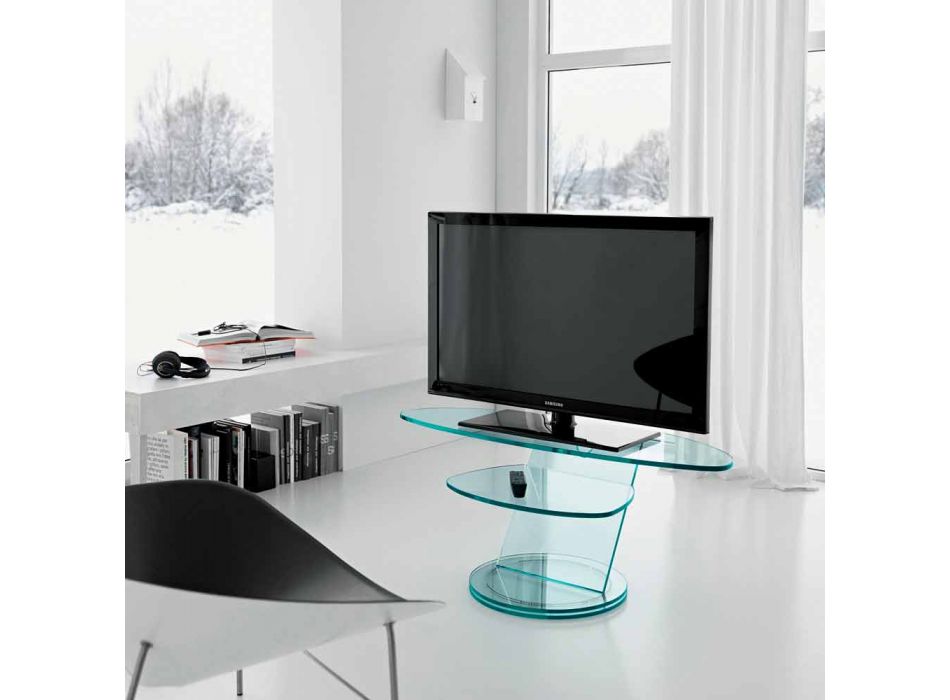 Mueble de TV para sala de estar en vidrio con diseño giratorio italiano