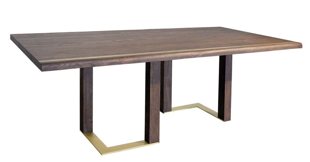 Mesa de madera de roble con bordes descortezados Made in Italy