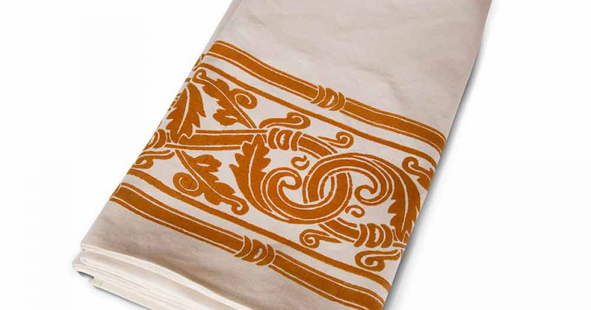 Mantel artístico con estampado a mano Pieza única preciosa